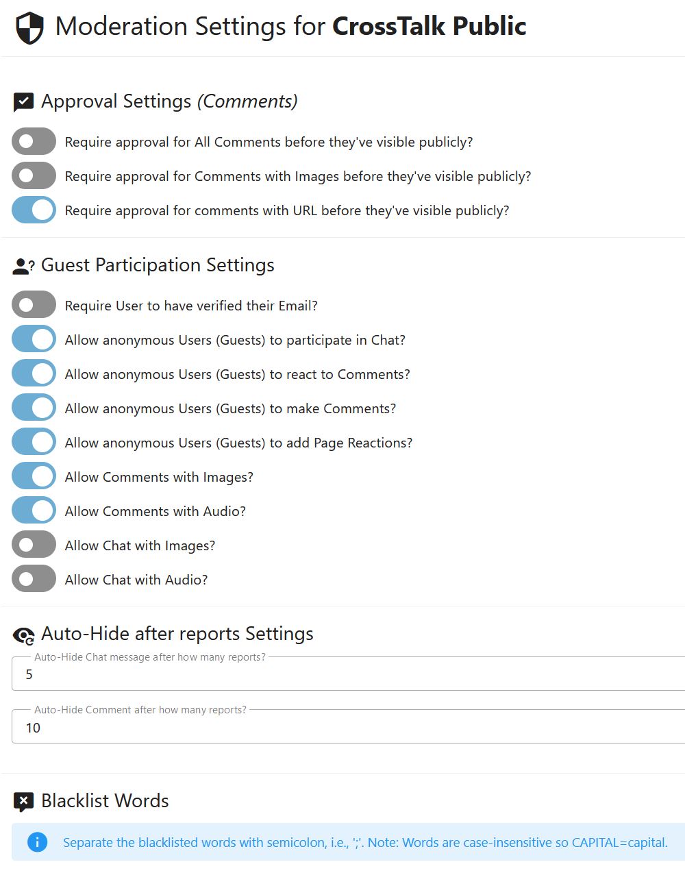 CrossTalk Moderation Tools